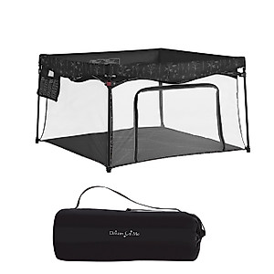 Dream On Me Ziggy Square Baby Playpen in Black, Easy Set Up and Lightweight, Breathable Mesh Walls, Playpen for Babies and Toddlers