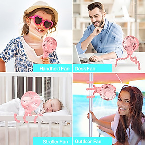 scurry Stroller Fan Upgraded Portable Fan Versatile Fan Personal Desk Fan USB Rechargeable Fan with LED Light and Aromatherapy Flexible Tripod Design Handheld Fan 3 Speeds Baby Fan for Stroller（Pink）