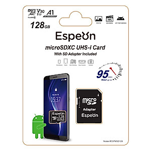 Espeon Micro SD Card 128GB with SD Adapter for Smartphone and Tablet MicroSDXC Memory Expansion, Nintendo-Switch, Portable Game Consoles. 4K Video Playback, A1 UHS-I U3 V30 C10, Up to 95MB/s Read