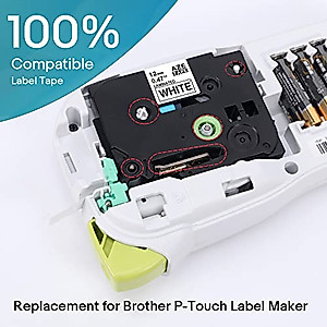 Label Tape Replacement for Brother - 5 Pack P Touch Label Tape Compatible with Brother TZe-231 TZ-231 Laminated, Black on White 12mm 0.47", for PT-D200 PT-D210 PT-D400 PT-H100 PT-1230PC Label Makers