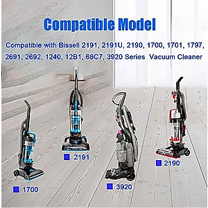 Vacuum Belts for Bissell 2191, 2191U, 2190, 1700, 1701, 1797, 2691, 2692, 1240, 12B1, 68C7, 3920 Series PowerForce Helix (Turbo) Vacuum Cleaner Replace Parts 2031093 (Pack of 2)