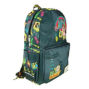 KBNL SpongeBob Backpack with Laptop Compartment for School, Travel and Work, Black, (A22222-SB)