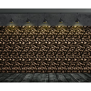 3Pcs Halloween Graveyard Skeleton Theme Party Decorations,Rectangle Plastic Smooth Surface Waterproof Catacombs Skull Sign Backdrop Tablecloth for Halloween Party Decoration and Supplies,54×108 inches