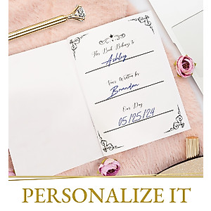 2 PCS Set of Vow Books - White and Black, His and Hers, with elegant Diamond Pens, The Perfect Bride and Groom Gift, for their Wedding Day