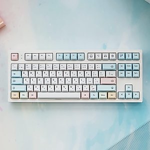 CuXiu Chalk Keycaps 136 Keys PBT Keycap Set for Cherry MX Switches Cherry Profile Japanese Keycaps for Mechanical Keyboard Dye Sub gh60 xd64 xd84 xd96 87 104