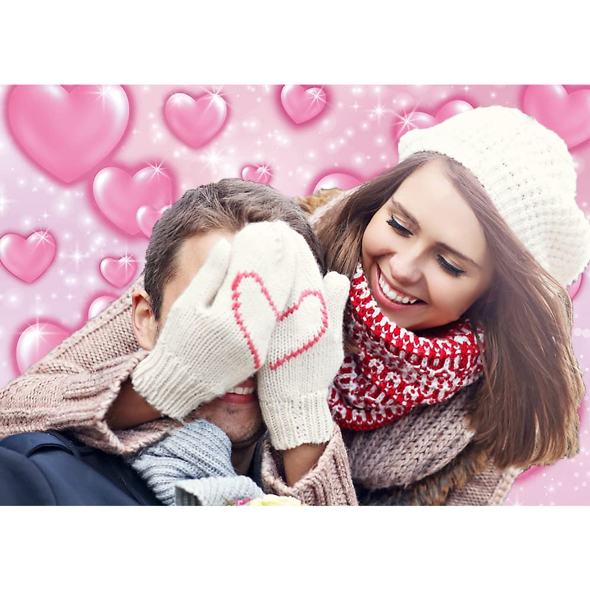 7x5ft Early 2000s Theme Pink Photography Background Pink Hearts Romantic Valentines Day Backdrop