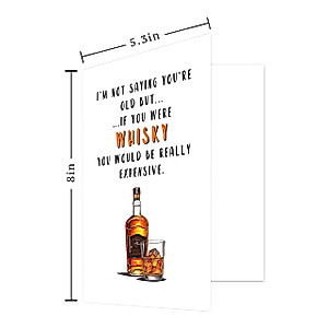 Zoytonky Funny Whiskey Birthday Card for Men Women or Friend, Humor Bday Card for Boyfriend Girlfriend,I'm Not Saying You're Old Cute Birthday Card for Family 30th 40th 50th 60th 70th