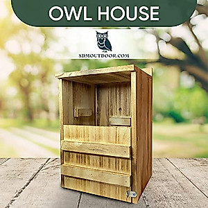 SDMOutdoor North American Screech Owl House, Wooden Owl Nesting Box, Screech Owl, Barn Owl. No Assembly Required Includes All Hardware. Cedar Nesting Box.