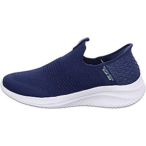 Skechers Women's Hands Free Slip Ins Ultra Flex 3.0 Smooth Step Sneaker, Navy, 7.5