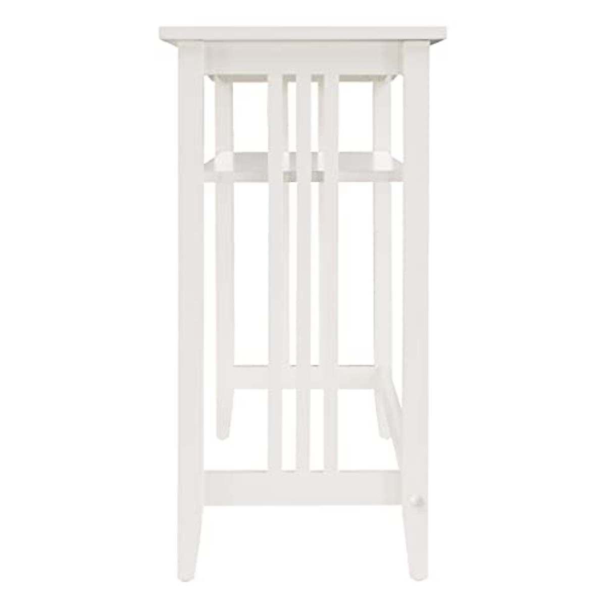 OSP Home Furnishings Sierra 36-Inch Foyer Table with Lower Storage Shelf and Mission Style Side Panels, White