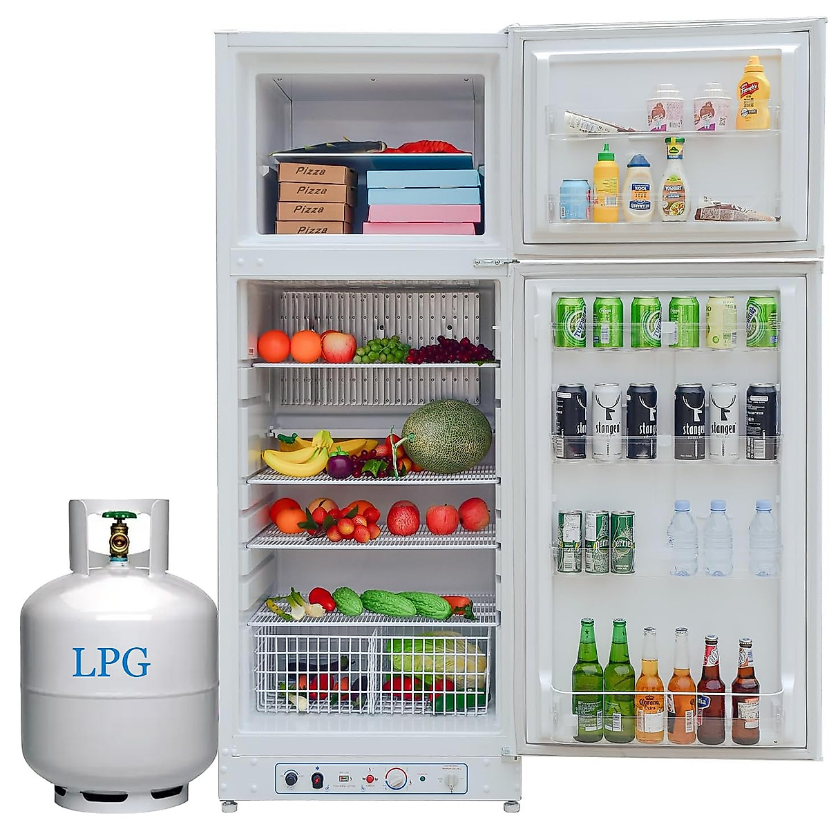 Smad Propane Refrigerator with Freezer 13.5 cu.ft RV Refrigerator for Offgrid, Cabin, Boat, RV, Camper Gas Fridge, White