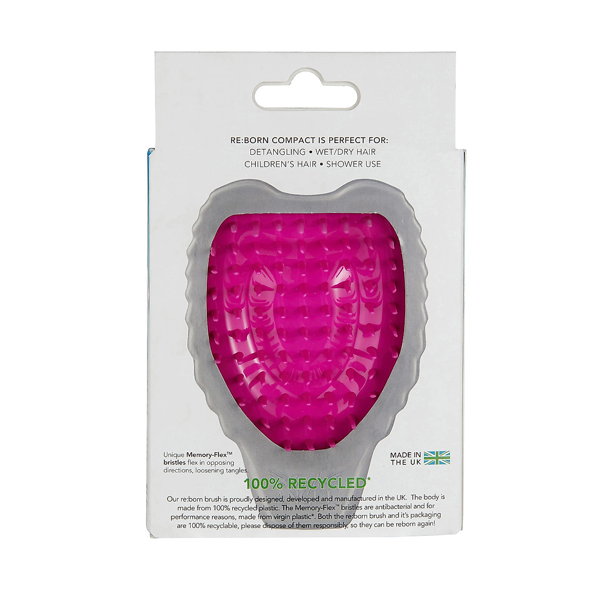 Tangle Angel Essential ReBorn Hair Brush White and Fuchsia