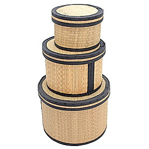 Seta Direct, Natural Seagrass Grass Round Storage Box [Nesting Set of 3], 9 dia x 6H (S9716)
