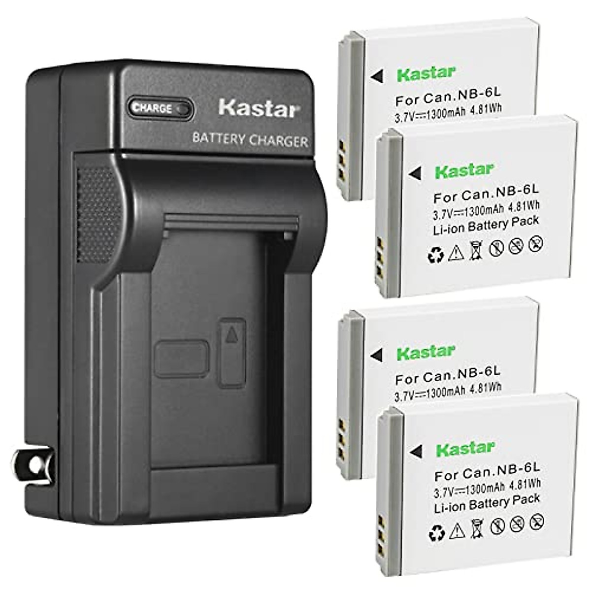 Kastar 4-Pack Battery and AC Wall Charger Replacement for NEZINI 2 Charging Mode Mini Kids Camera, Full HD 1080P 36MP 2.4 Inch LCD Vlogging Camera, 16X Zoom Compact Pocket Camera Point, Shoot Camera
