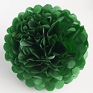 Art Craft Pom Poms Tissue Paper Flower 15pcs 8 inch 10 inch 12 inch Decorative Hanging Flower Balls DIY Paper Craft for Wedding Birthday Party Home Decorations (Green Set)