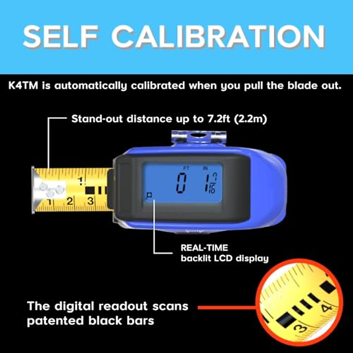 KOISS K4TM 3-in-1 Digital Measuring Tape with Laser, 130FT Laser Measurement Tool, 16FT Tape Measure, Real Time Digital Screen with Backlight, 3 Memory Functions, Rechargeable Battery