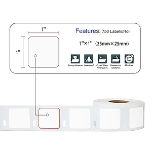 L LIKED 10 Rolls Compatible with DYMO 30332 Square Labels 1" x 1" Multipurpose Replacement Labels for LW 450, 450 Turbo, 4XL (750 Labels/Roll) (10 Rolls)
