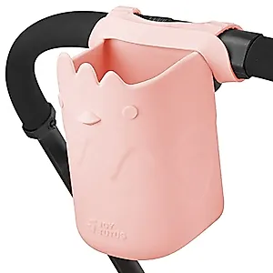 JOYTUTUS Universal Stroller Cup Holder, Cutie Holder Silicone Phone Holder Organizer for Stroller, Bike, Treadmill, Walker, Boat, Lawn Chairs (Pink)