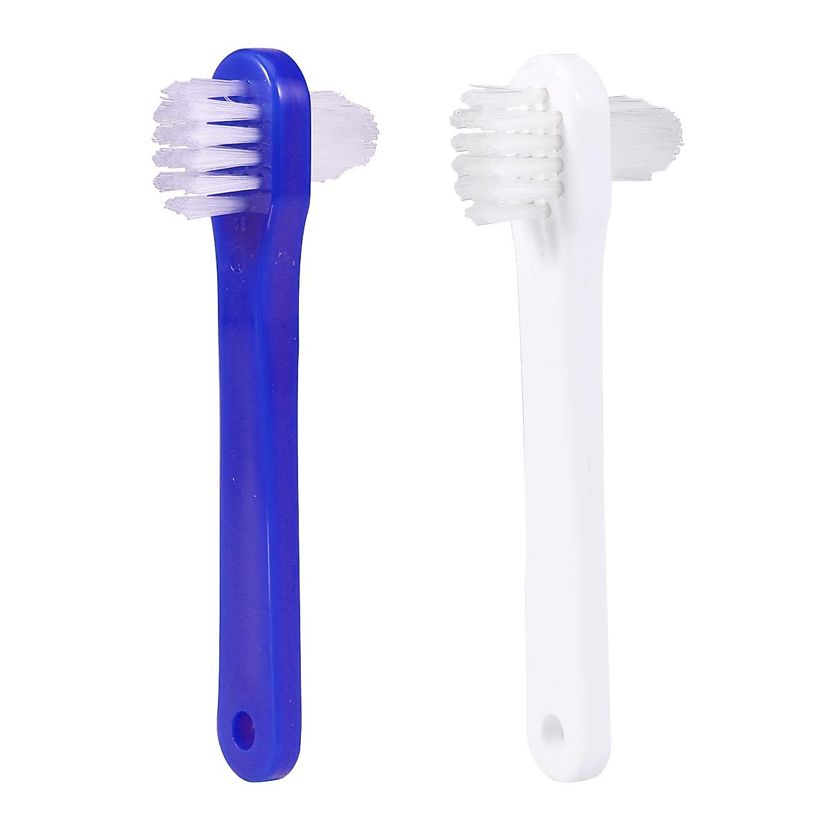 Brush False Cleaning Tool Double Sided Toothbrush Cleaning Brush 2pcs (White+Blue)