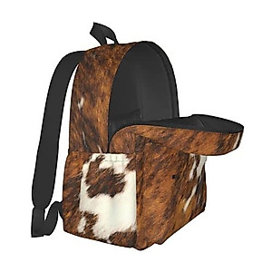 Red and white cowhide Print Bookbag, Backpacks For Women Men Laptop Backpack, Bookbags For Teen Girls Boys