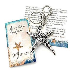 Smiling Wisdom - Starfish Story Appreciation Small Keepsake Card and Keychain Gift Set - You Make a Profound Difference - Ornate Swirl Keychain
