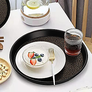 Frcctre 4 Pack Restaurant Serving Tray, 12 Inch Plastic Round Serving Trays Non-Slip Cafeteria Trays, Fast Food Tray Food Serving Trays Server Tray for Home, Party, Events