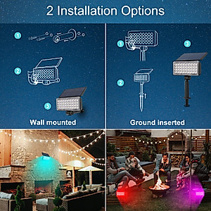 LINQELLY RGB Solar Spotlights, Solar Color Spot Lights Outdoor, 36 LED Solar Spotlights Outdoor Waterproof Landscape Spotlight for Garden Yard Lawn Path 4 Pack