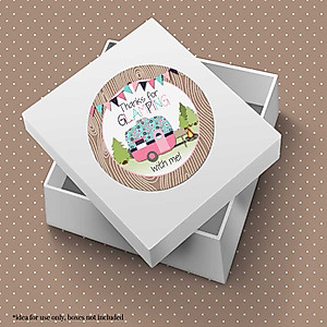 Glamping, Glamorous Camping Girl Birthday Party Thank You Sticker Labels, 40 2" Party Circle Stickers by AmandaCreation, Great for Party Favors, Envelope Seals & Goodie Bags