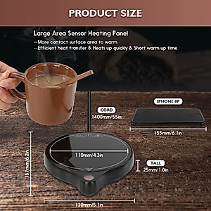 200W Coffee Mug Warmer for Desk (Up to 212 ℉) with Pressure-Induced Auto On/Off, 5 Temperature Levels, Coffee Cup Warmer for Heating Coffee, Milk, Tea, Hot Chocolate, etc.(No Cup)(Black, RD01)
