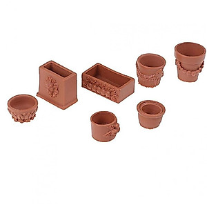 7 Pcs/Set Mini Flower Pot Miniature Plant Bonsai 1/12 Dollhouse Fairy Garden Ornament House Decor Accessories