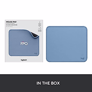 Logitech Mouse Pad - Studio Series, Computer Mouse Mat with Anti-Slip Rubber Base, Easy Gliding, Spill-Resistant Surface, Durable Materials, Portable, in a Fresh Modern Design, Blue Grey