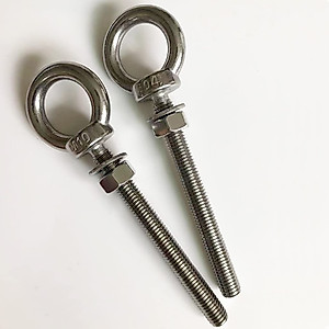 HYXXYY Stainless Steel Eye Bolt, 2pack M10 Shoulder Eye Bolts 3/8" X 4"with Nuts and Washer Thread Lifting Ring Eyebolt