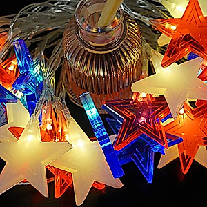 Dazzle Bright Independence Day String Star Lights, 9.5 Feet The Fourth of July 18 LED American Stars Battery Powered Red White Blue Memorial Day Patriotic Decoration for Indoor and Outdoor (1)