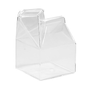 Cocktail Glasses Glass Milk Carton Box Glass Mixing Cups,House Shape Glass Cup, Transparent Milk Glass Cup, Milk Pourer, Glass Cup for Pour Coffee Milk Water Glass Cup,Mini Square Container Pitcher