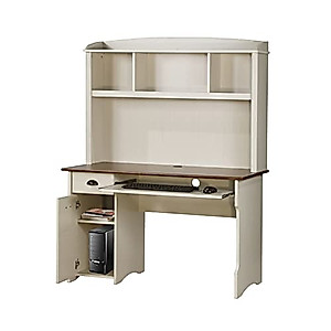 Saint Birch Modern Wood Writing Desk with Hutch in Maple/Antique White