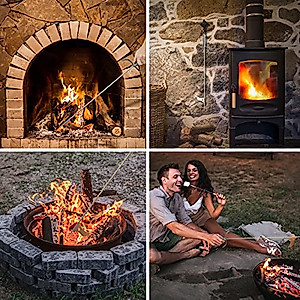 bbq777 30 Inch Fire Poker for Fire Pit Camping, Fire Pit Tools for Indoor and Outdoor use, Fireplace Poker Tools for Campfire, Wood Stove, Heavy Duty 2-in-1 Removable Stainless Steel