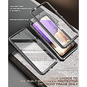 Poetic Revolution Series Case for Samsung Galaxy A32 5G, Full-Body Rugged Dual-Layer Shockproof Protective Cover with Kickstand and Built-in-Screen Protector, Black