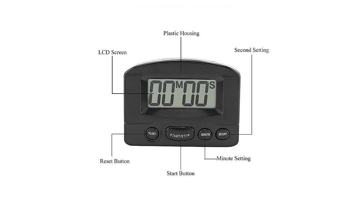 Digital Kitchen Timer with Auto Reset & LCD Display - AMONIDA Timer XL-331