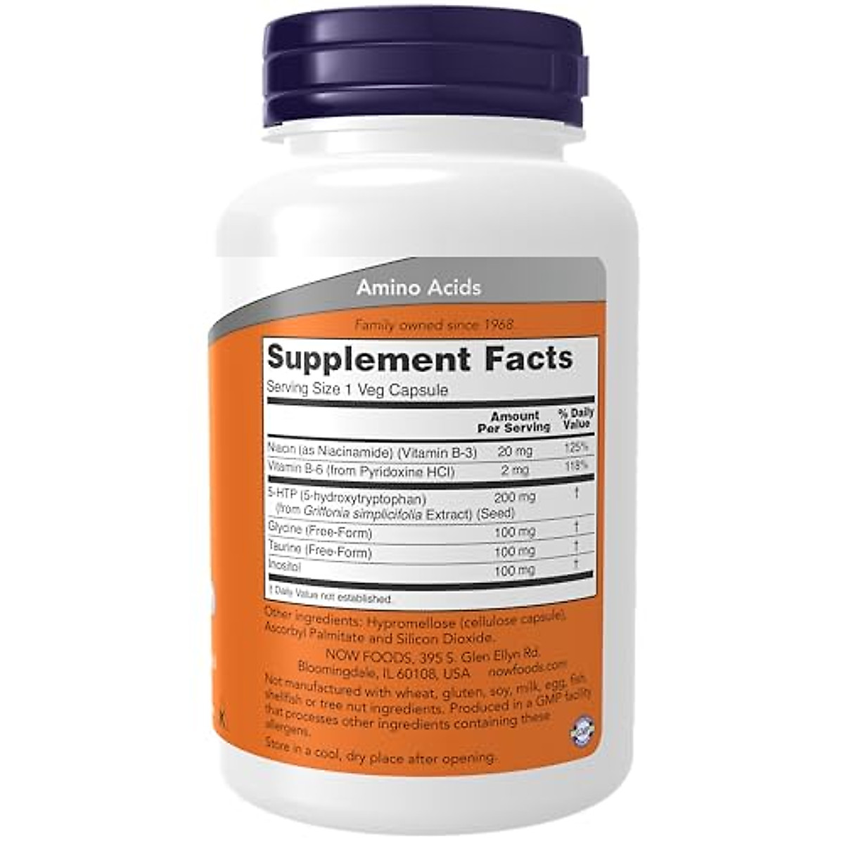 NOW Supplements, 5-HTP (5-hydroxytryptophan) 200 mg, Double Strength, Neurotransmitter Support*, 120 Veg Capsules