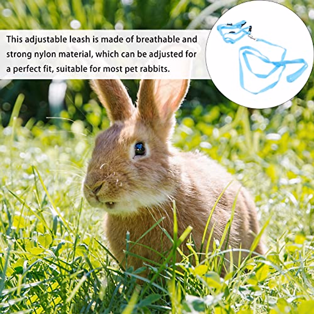 Balacoo Rabbit Harness, Adjustable Bunny Harness Leash Nylon Strap Small Animals Pet Accessories for Outdoor Walking (Random Color)