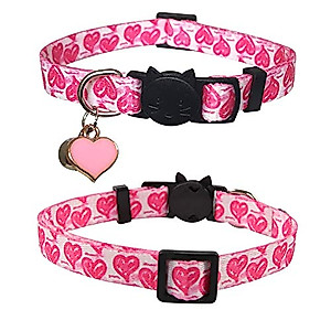 Lamphyface 3 Pack Valentine's Day Cat Collar with Bell Breakaway Adjustable Love Heart