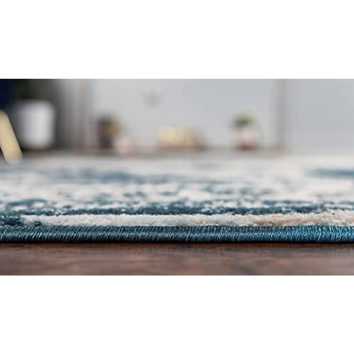 Rugs.com Monte Carlo Collection Rug – 5' x 8' Blue Medium Rug Perfect for Living Rooms, Large Dining Rooms, Open Floorplans