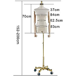Tailors Dummy Mannequins Female Tailors Dummy Mannequin Dressmakers Dummies Fashion Students Display Bust Torso Wood Arm Adjustable for Clothing Display Stand Dressform Mannequin