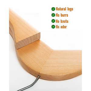 BGRQRIQ Wooden Hangers 20 Pack - Heavy Duty Shirt Hangers and Suit Hangers for Men - Perfect for Hanging Shirts, Suits, and Coats