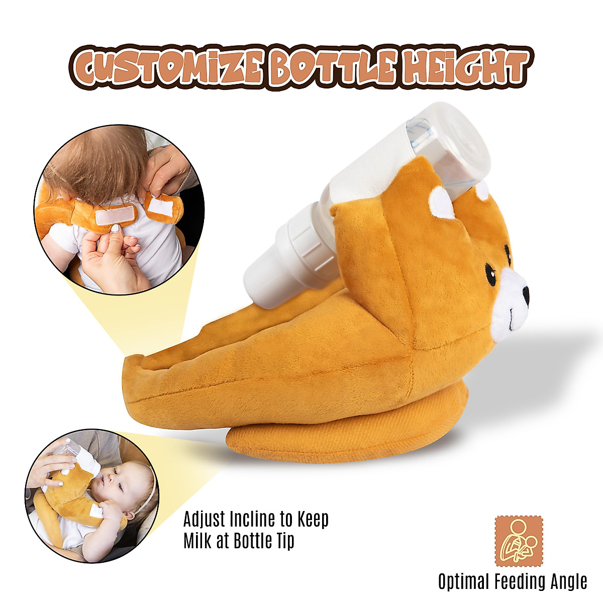 New Baby Bottle Holder, Adjustable Nursing Pillow Support, Newborn Essentials, Infant Bottle Feeding, Baby Essentials, Hands Free Bottle Holder for Baby, Bottle Propper for Baby (Shiba)