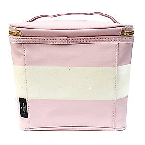 Kate Spade New York Insulated Lunch Tote, Small Lunch Cooler, Cute Lunch Bag for Women, Pink Thermal Bag with Double Zipper Close and Carrying Handle, Blush Rugby Stripe