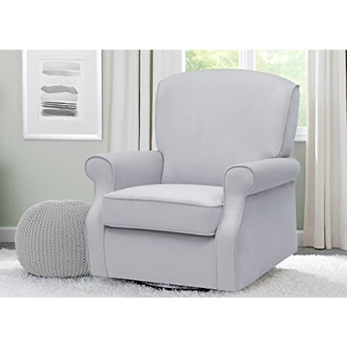 Delta Children Oakley Nursery Glider Swivel Rocker Chair, Dolphin Grey Velvet