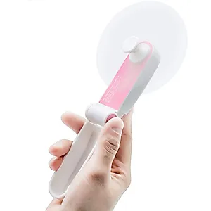 VJJB Handheld Fan, Hand Held Portable Mini Fan Small Desk Fan Rechargeable USB Fan Folding Lightweight Quiet Cooling Fan for Home Work Outdoor Travel (Pink)