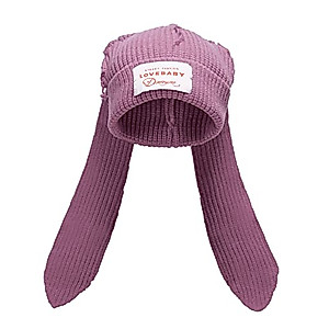Beanie Hats for Women Cute Bunny Solid Color Knit Winter Cap Rabbit Knit Long Hair Holloween Cosplay Hat Warm Skull Cap