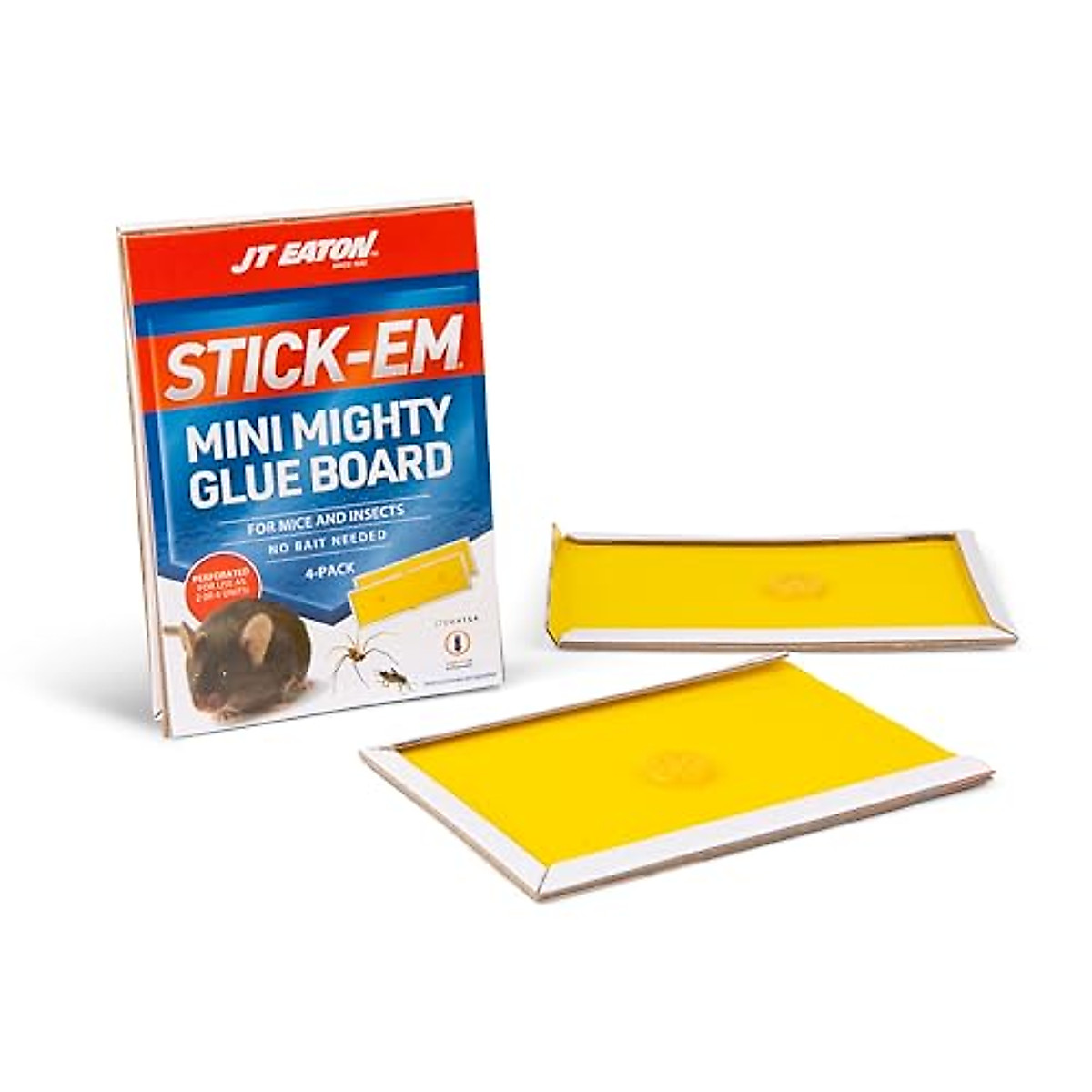 JT Eaton 154 Stick-Em Mini Mighty Glue Boards - Heavy Duty, No-Mess, Child & Pet Safe, 2-Pack